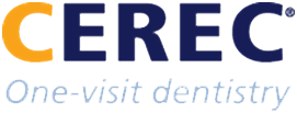 Cerec one-visit dental crowns logo. - Austin Dental Center